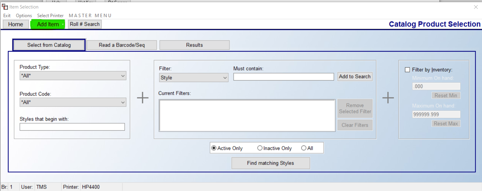 Catalog Item -- Quick Add – RollMaster