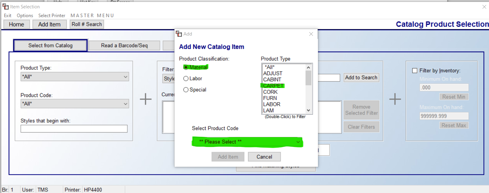 Catalog Item -- Quick Add – RollMaster