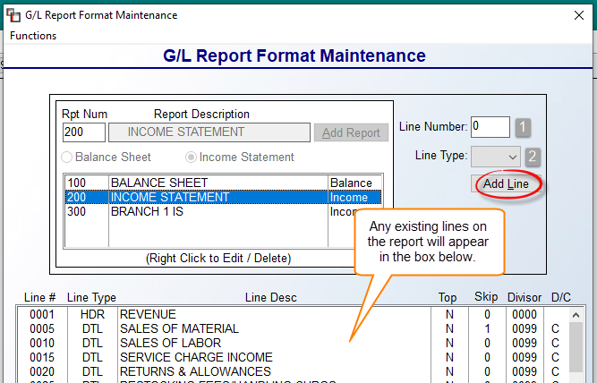 General Ledger > Report Format Maintenance – Broadlume ERP