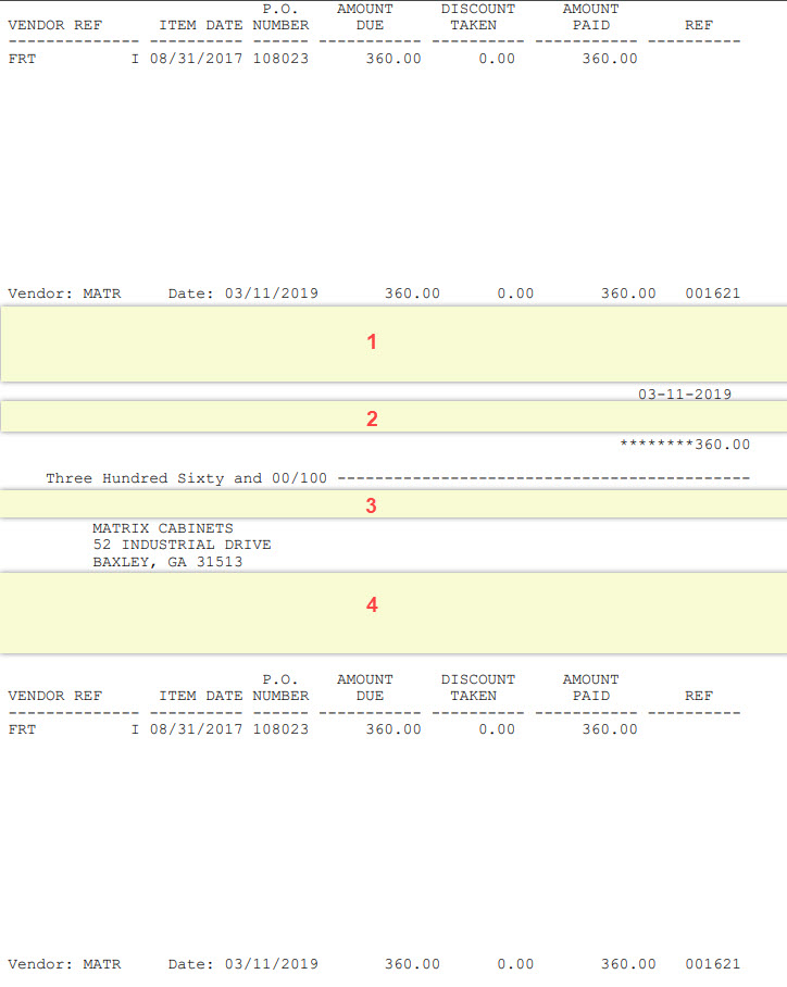 Accounts Payable 3-up Laser Check Spacing – Broadlume ERP