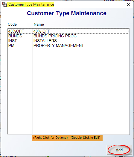 Customer Types in BMS – RollMaster