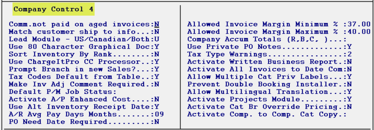System Maintenance > System Control Maintenance > Company Control ...